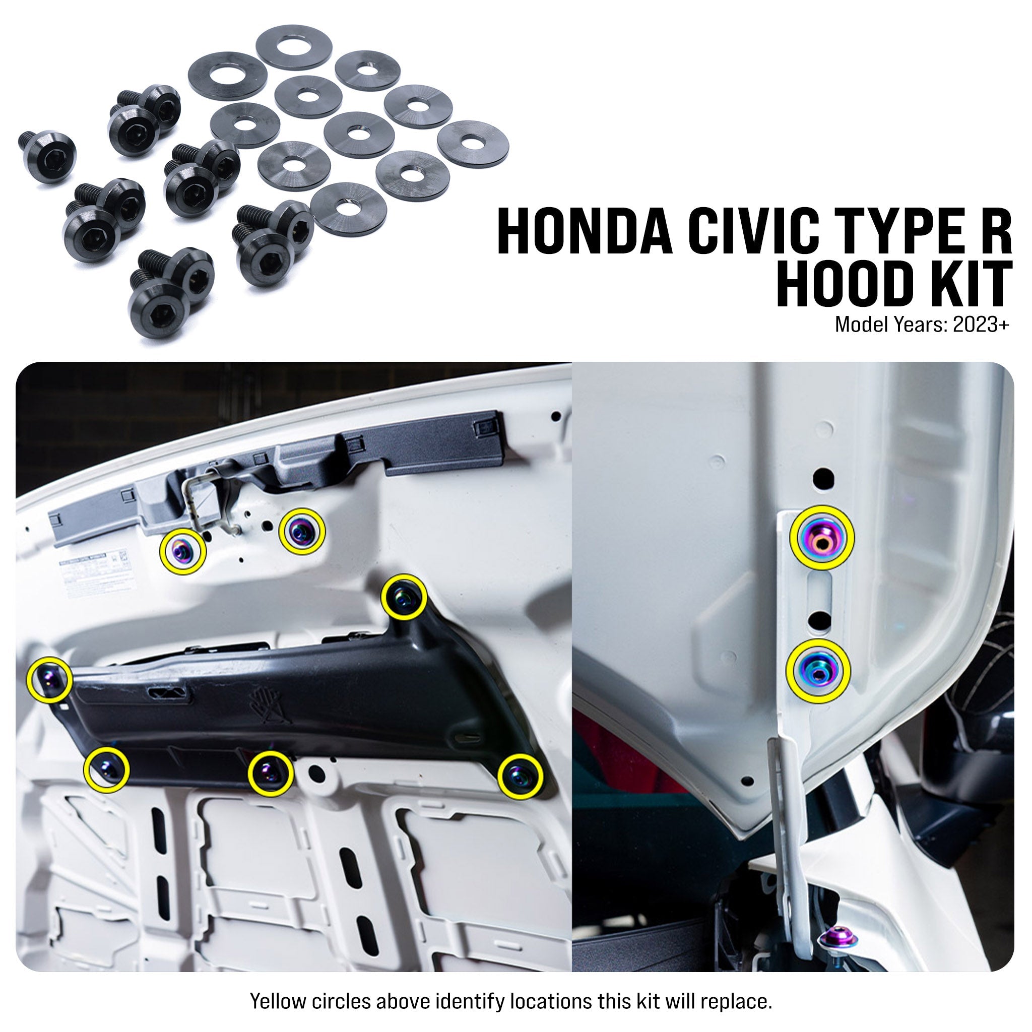 Dress Up Bolts Titanium Hardware Hood Kit for 23+ Honda Civic Type R